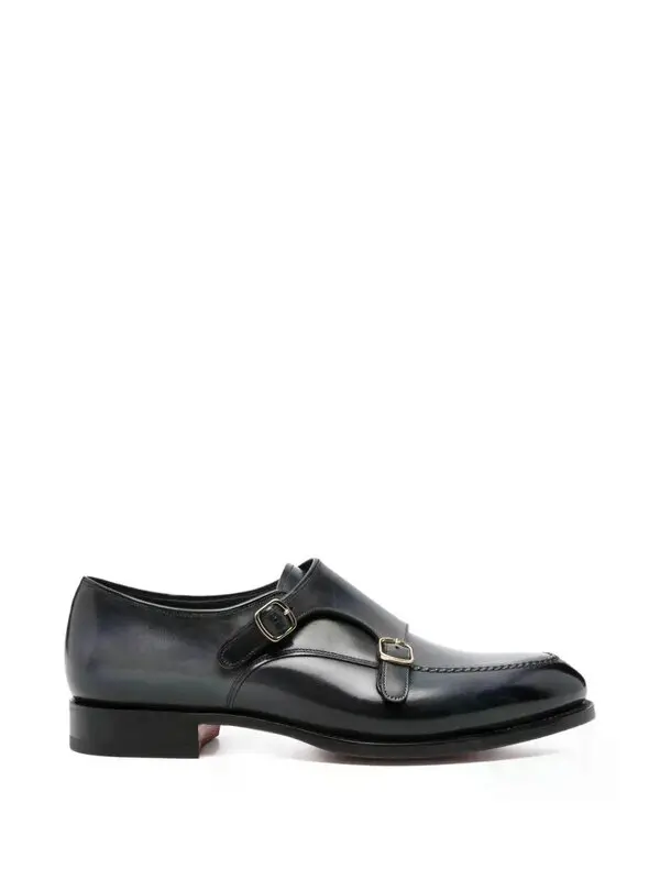 Santoni Buckle-strap Leather Monk Shoes