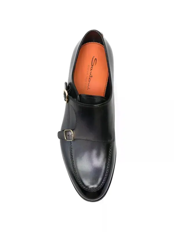 Santoni Buckle-strap Leather Monk Shoes
