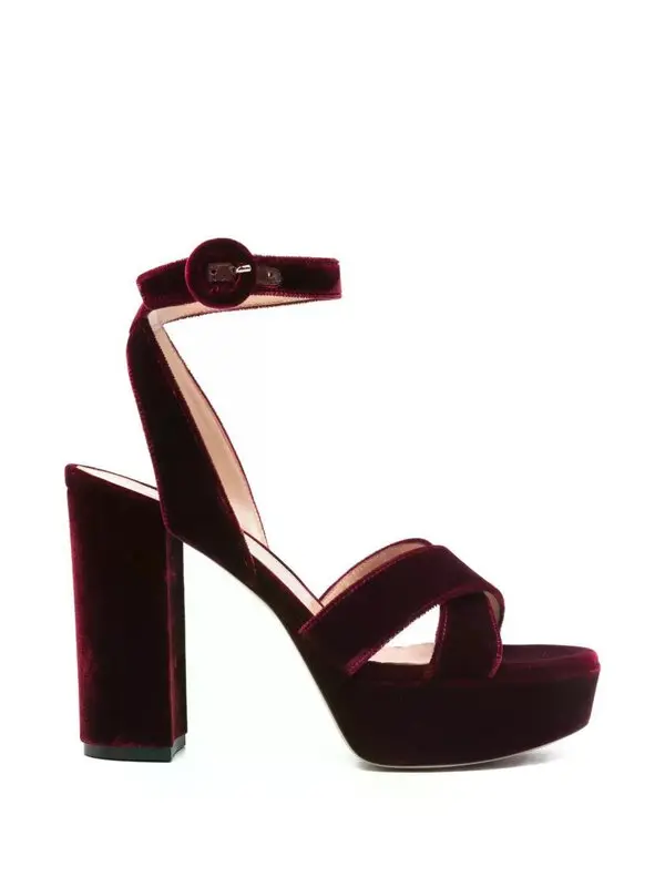 GIANVITO ROSSI Criss-cross Strap Platform Heeled Sandals - Red