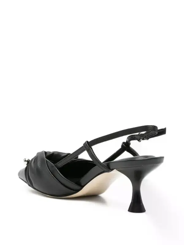 APEPAZZA Glow Knotted Leather Pumps - Black