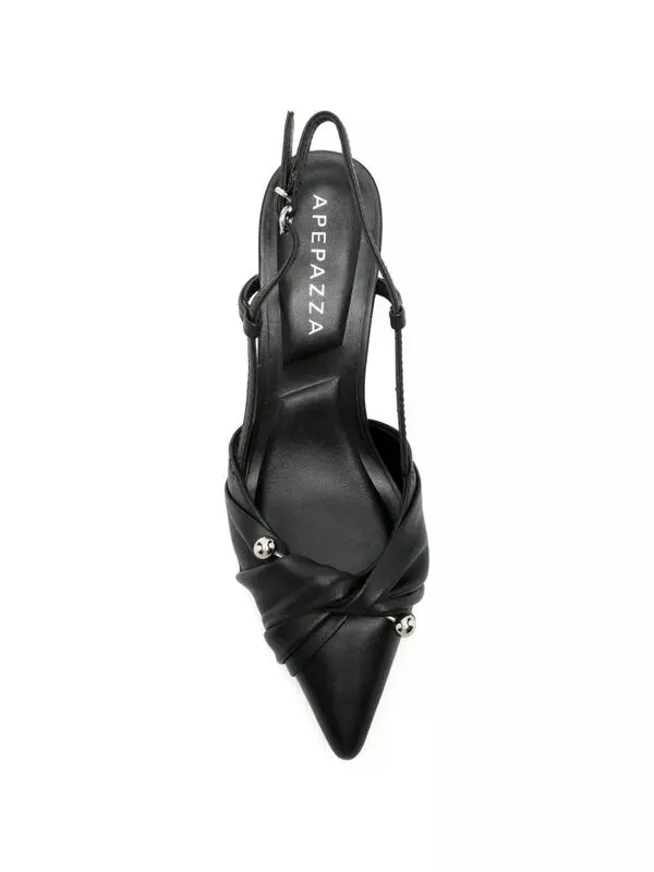 APEPAZZA Glow Knotted Leather Pumps - Black