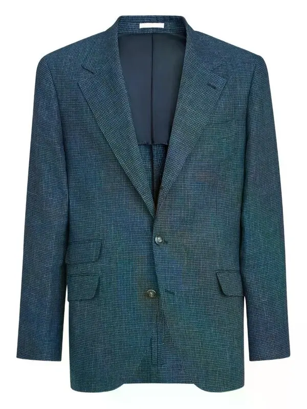 Brunello Cucinelli Houndstooth Single-breasted Blazer - Blue