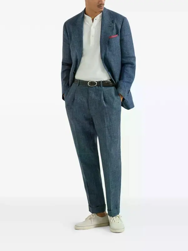 Brunello Cucinelli Houndstooth Single-breasted Blazer - Blue