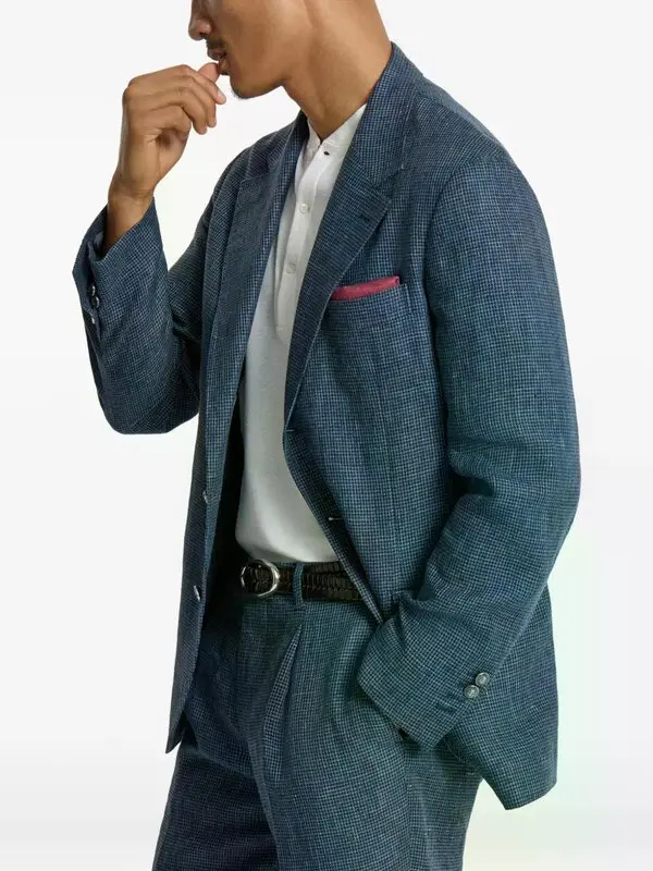 Brunello Cucinelli Houndstooth Single-breasted Blazer - Blue
