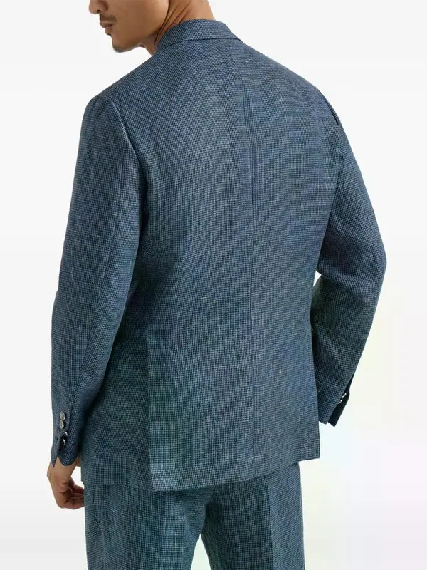 Brunello Cucinelli Houndstooth Single-breasted Blazer - Blue