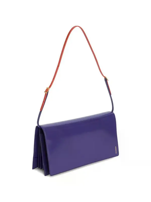 JIL SANDER Medium File Leather Shoulder Bag - Purple