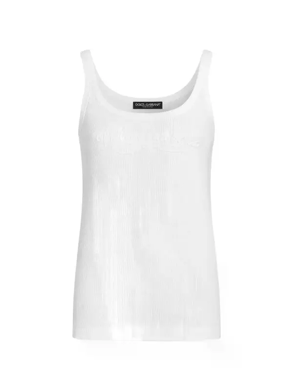 Dolce & Gabbana Ribbed Tank Top With Embroidery - White