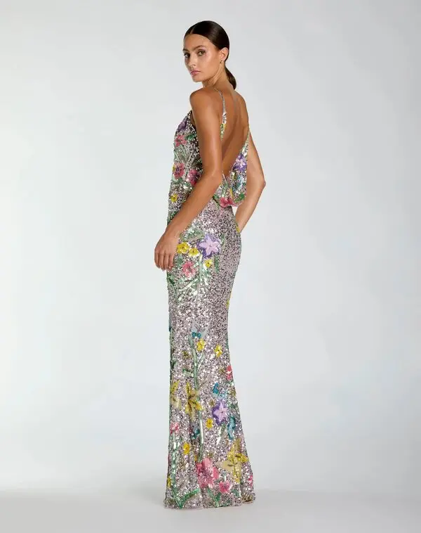 Mac Duggal Embellished Sleeveless Gown With Cowl Back