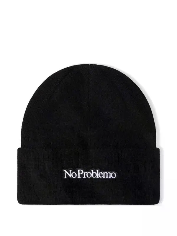 NO PROBLEMO Embroidered Knitted Beanie - Black