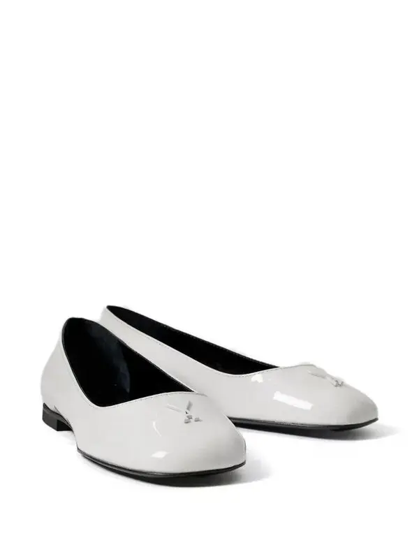 AMI Paris Heart's Friend Leather Ballet Flats - Neutrals
