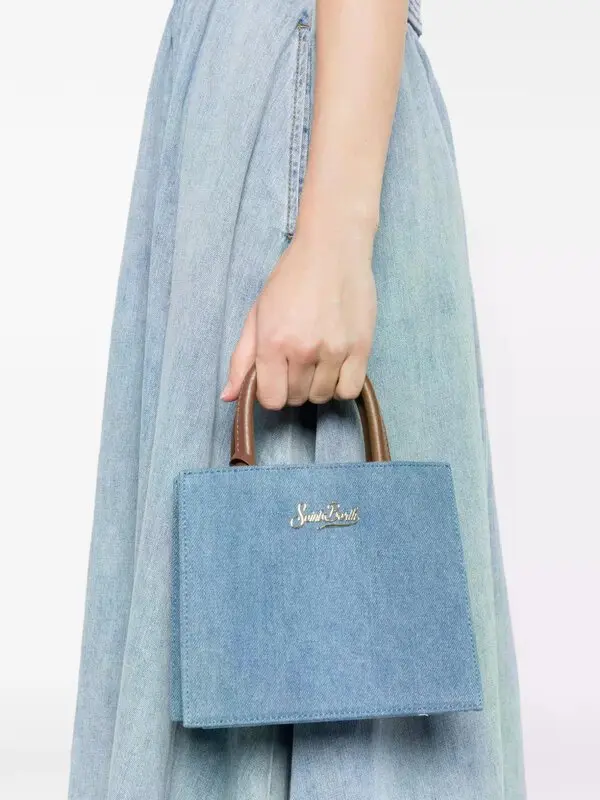 MC2 SAINT BARTH Mini Tote Bag With Logo - Blue