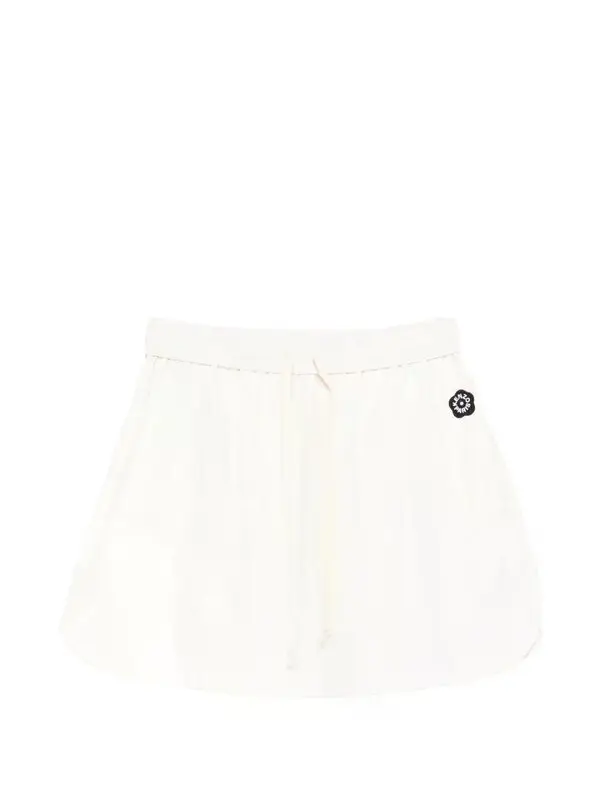 Kenzo Logo-patch Drawstring Mini Skirt - Neutrals