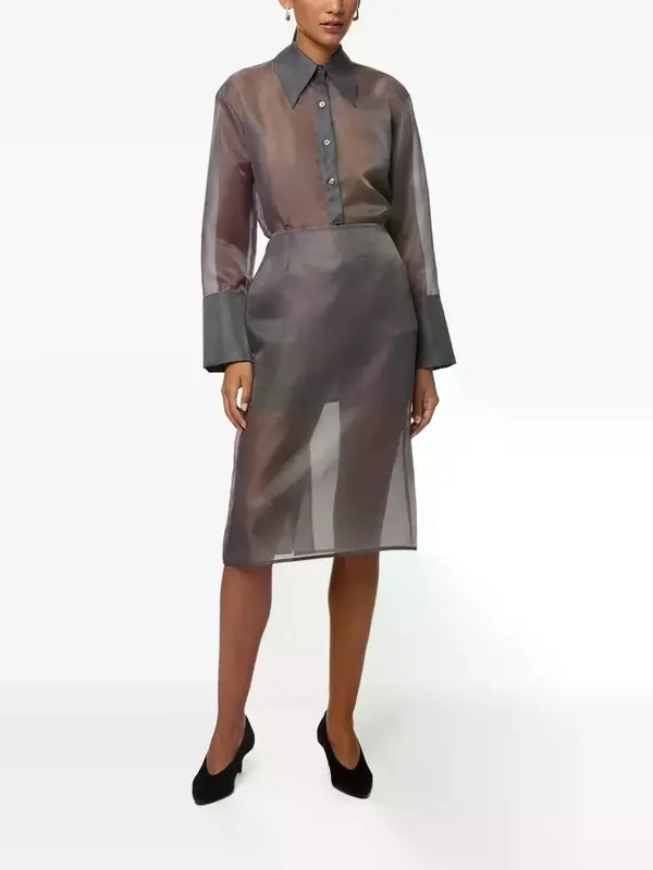 Apparis Tyra Organza Midi Skirt - Grey