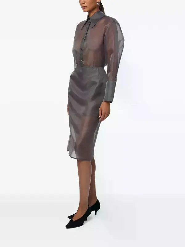 Apparis Tyra Organza Midi Skirt - Grey