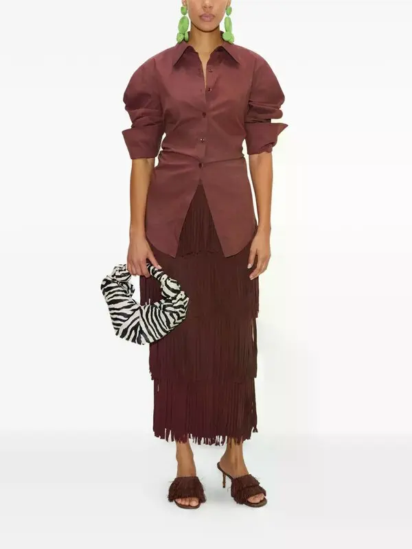 SIMONMILLER Za Za Fringe Midi Skirt - Brown