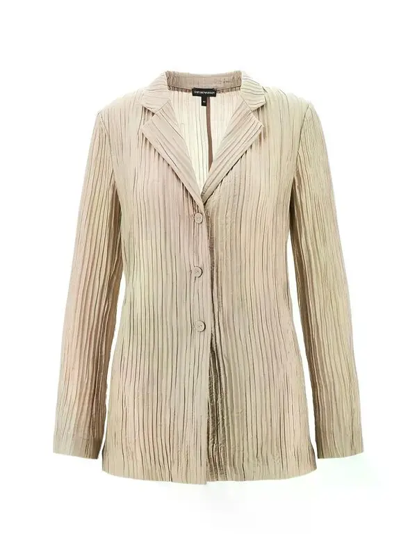 Emporio Armani Single-breasted Pleated Blazer - Neutrals