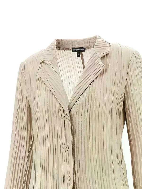 Emporio Armani Single-breasted Pleated Blazer - Neutrals