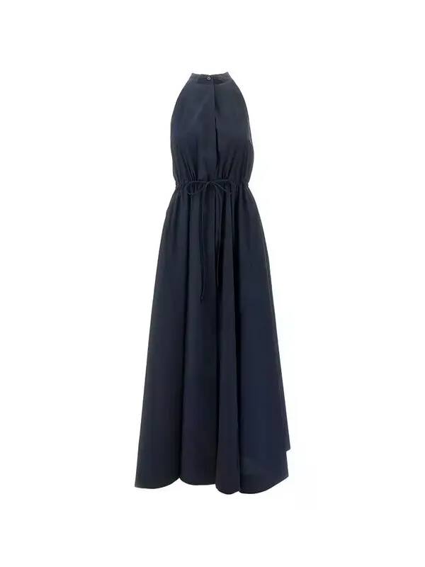 Emporio Armani Drawstring Sleeveless Maxi Dress - Blue