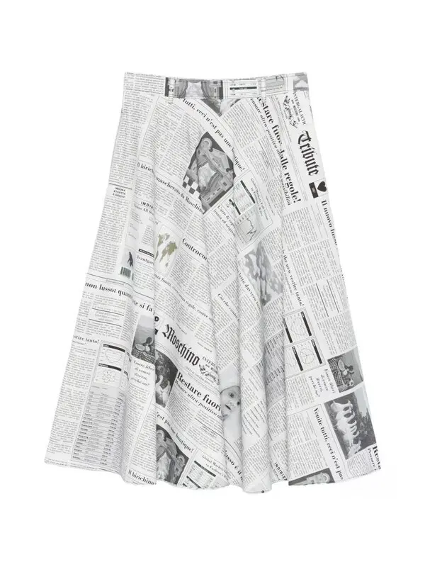 Moschino Newspaper-print Midi Skirt - White