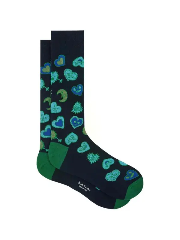 Paul Smith Heart Patterned Socks - Blue