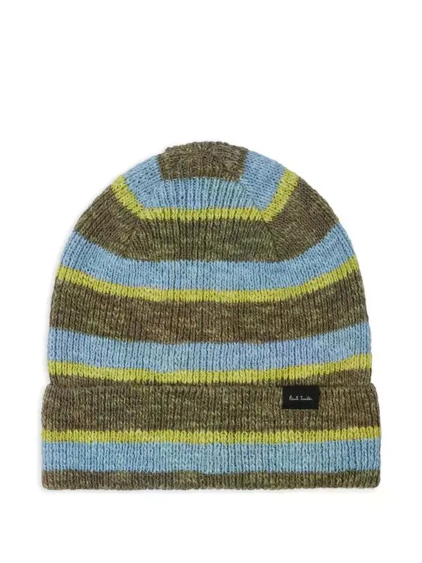 Paul Smith Striped Knitted Beanie - Brown