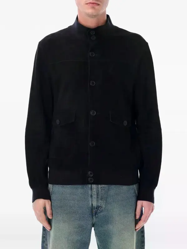 SWORD 6644 Button Pocket Biker Jacket - Black