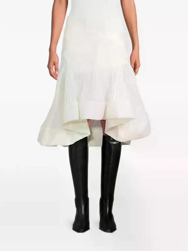 Sacai Ruffled Pleated A-line Skirt - White