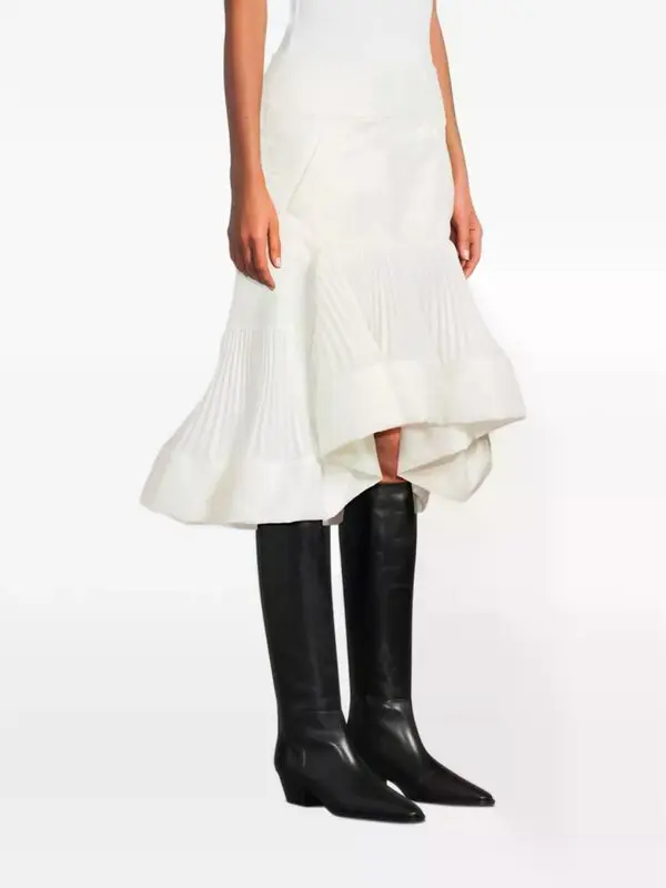 Sacai Ruffled Pleated A-line Skirt - White