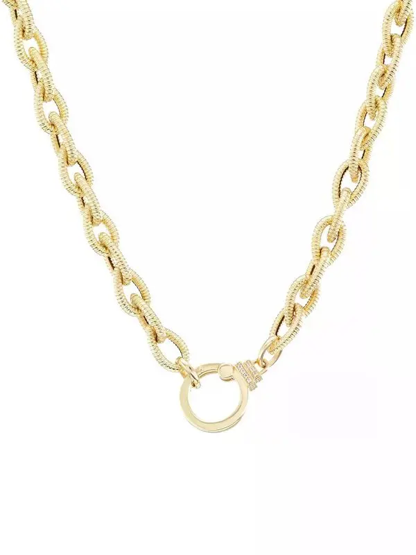 Sorellina Diamond Textured Teardrop Chain Necklace - Gold