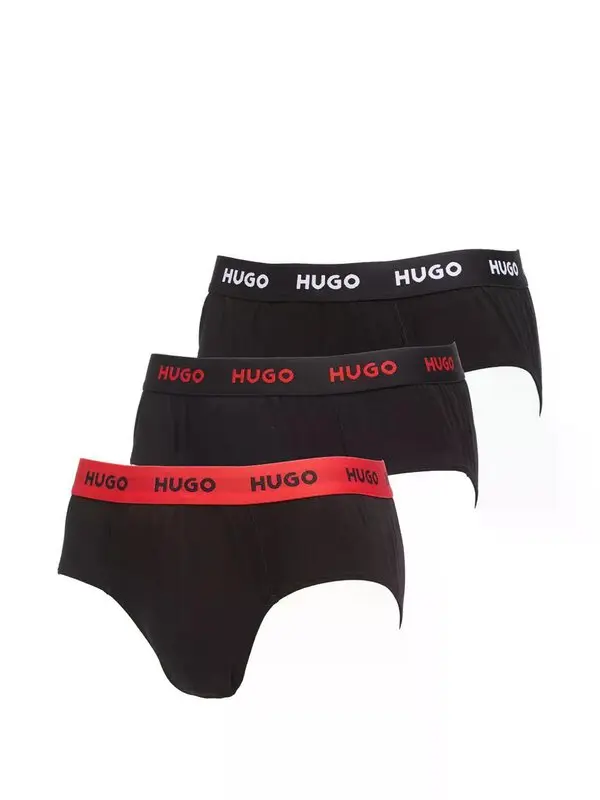 Hugo Logo Hip Briefs - Black