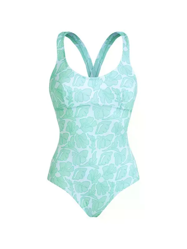 Vilebrequin Floral Print Crossed-back Swimsuit - Green