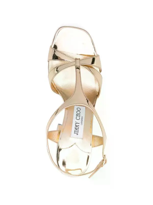 JIMMY CHOO Kesia T-strap Leather Sandals - Gold