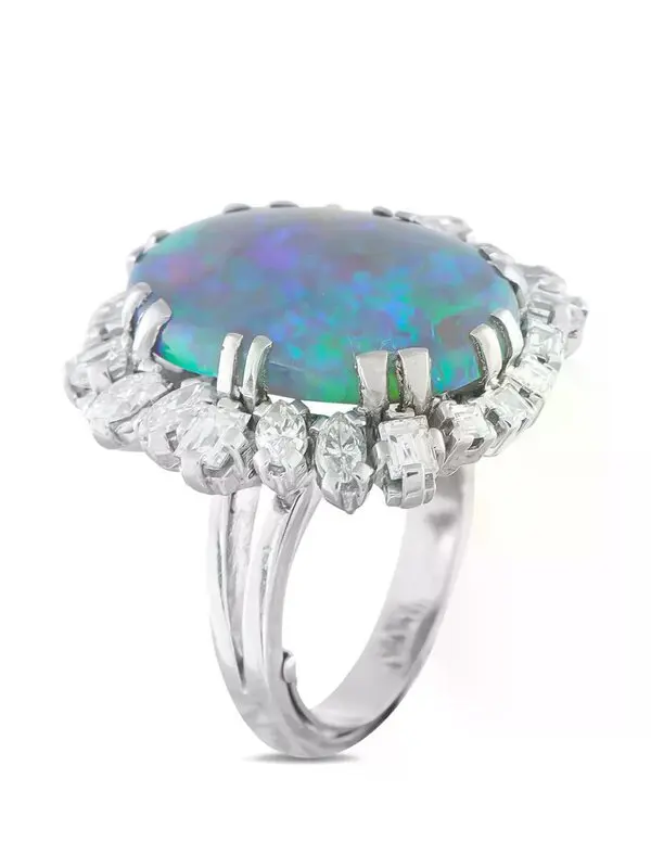 LB EXCLUSIVE Platinum Diamond And Opal Cocktail Ring