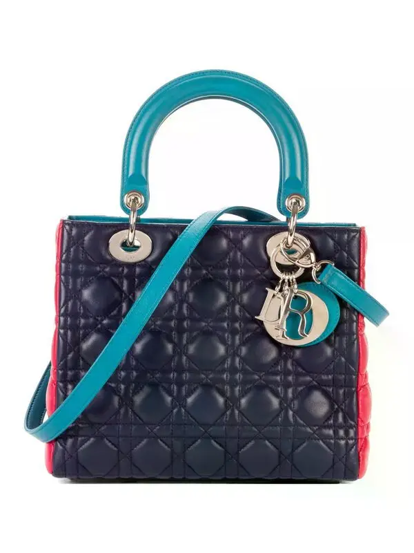 Dior Lady Quilted Tote Bag - Blue