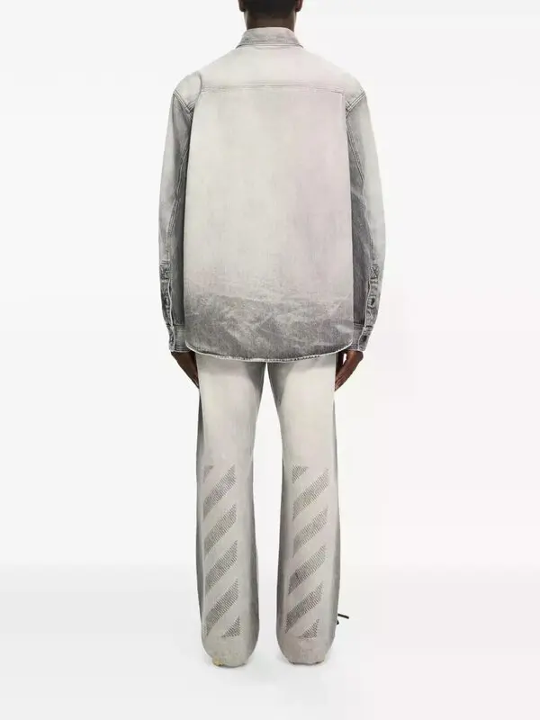 Off-White Diagonals-print Denim Jacket - Grey