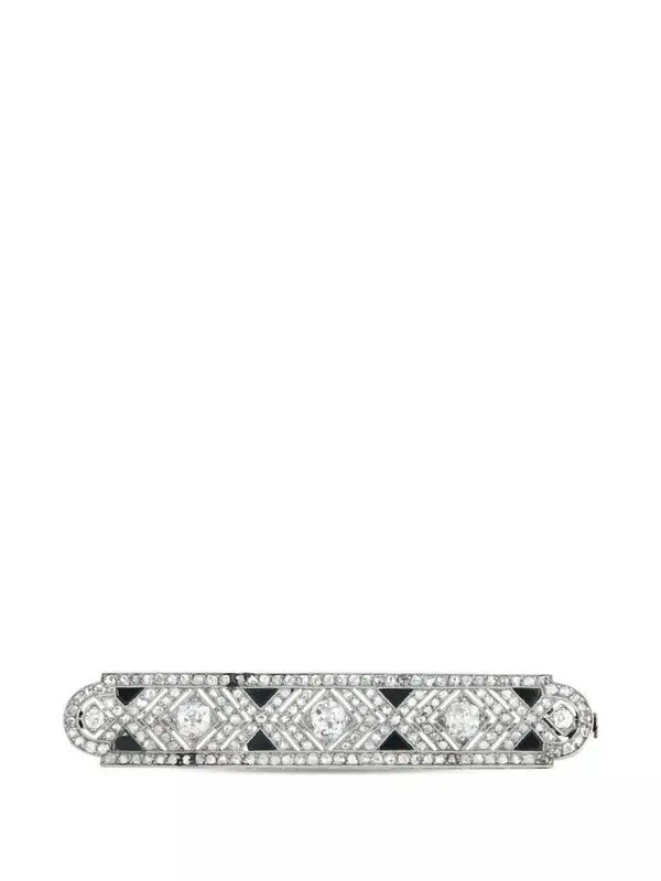 LB EXCLUSIVE Diamond And Onyx Brooch - Silver