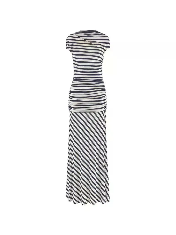 SELF-PORTRAIT Striped Draped Maxi Dress