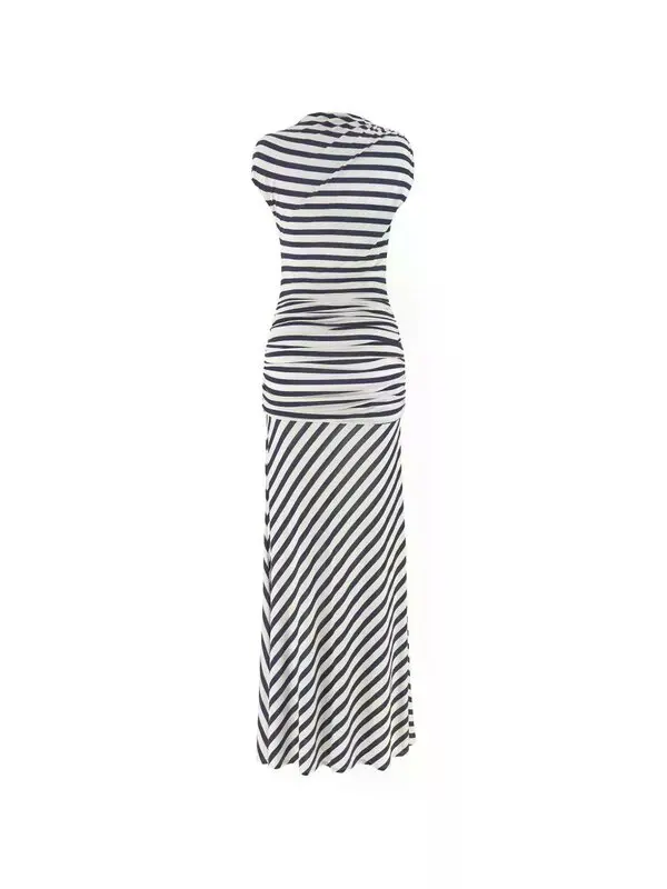 SELF-PORTRAIT Striped Draped Maxi Dress