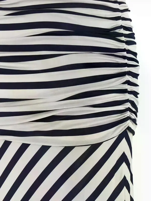 SELF-PORTRAIT Striped Draped Maxi Dress
