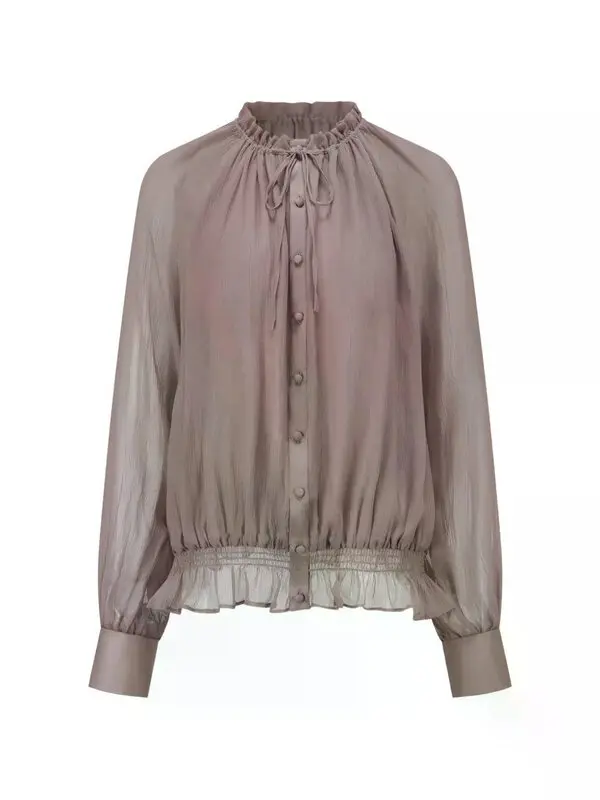 OUDE WAAG Ruffled Silk Shirt - Pink
