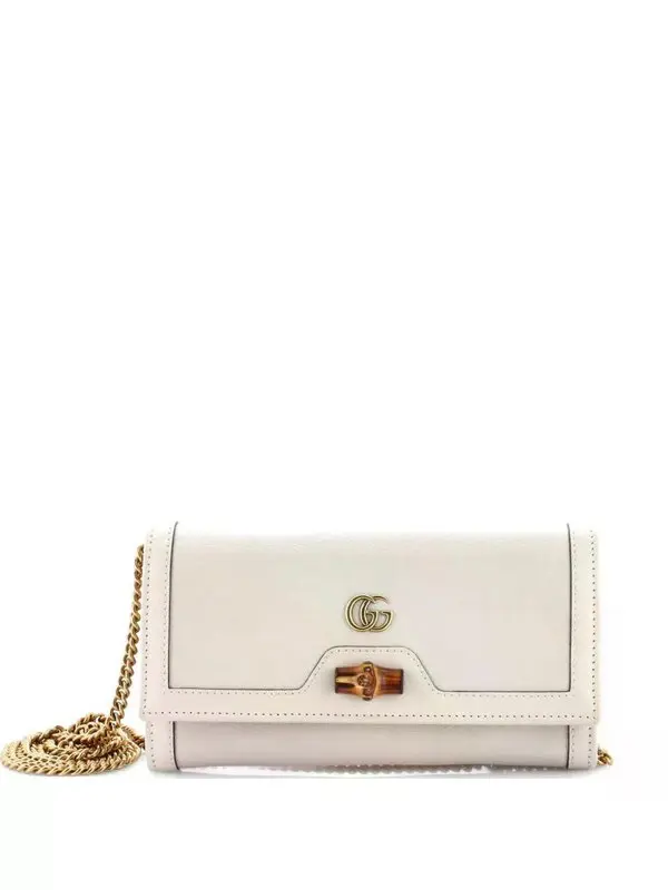 Gucci Diana Wallet On Chain Leather Clutch Bag - Neutrals