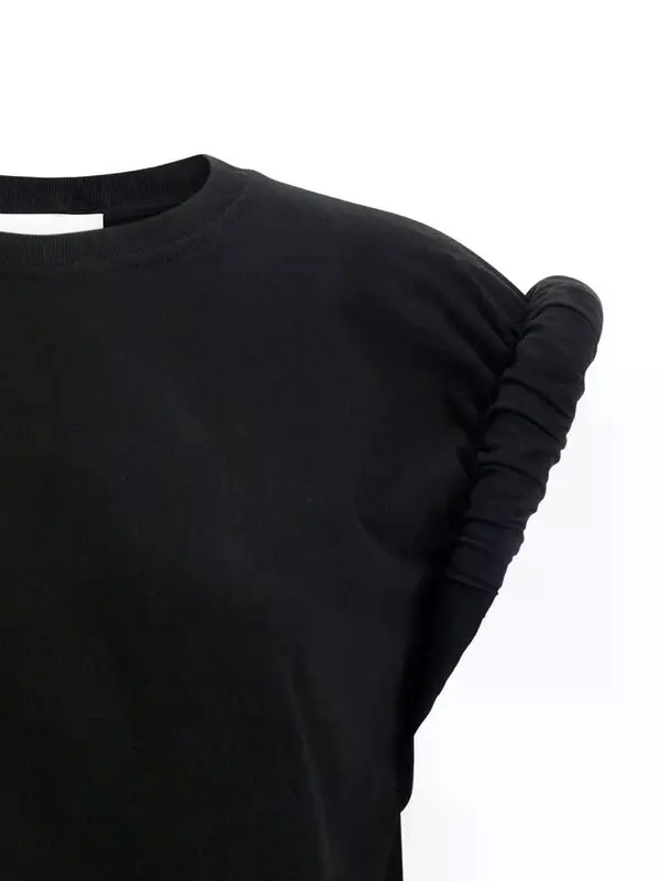 NUDE Logo-embroidered Curled-sleeve T-shirt - Black