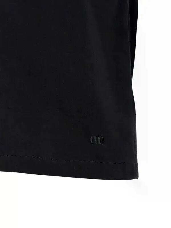 NUDE Logo-embroidered Curled-sleeve T-shirt - Black