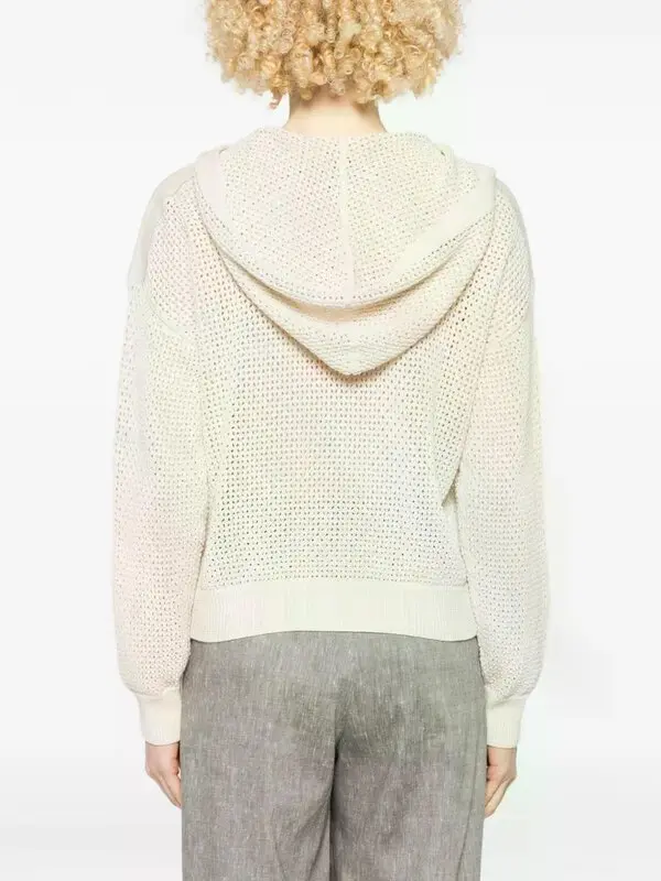 Peserico Open-knit Hooded Cardigan - Neutrals