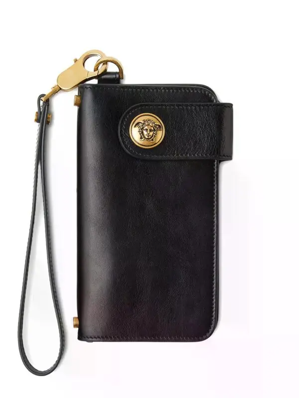 Versace Emblème Long Leather Wallet - Black