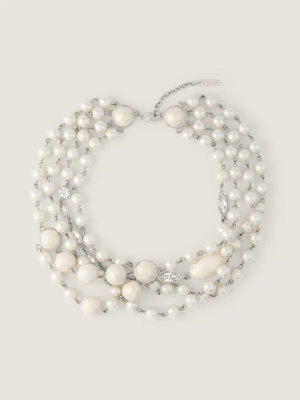 Givenchy Necklace With Pearls And Crystals - Antic Silvery