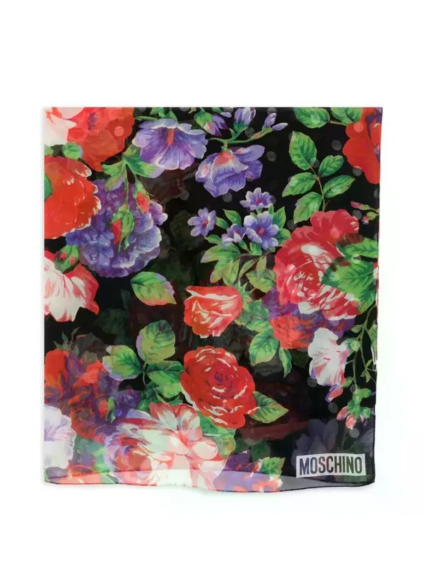 Moschino Floral-print Silk Scarf - Black