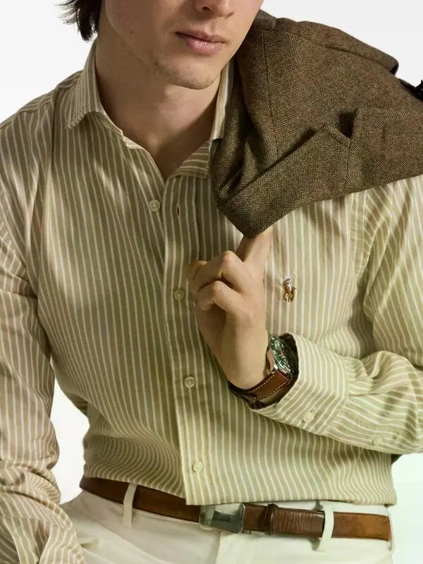 Polo Ralph Lauren Striped Embroidered-logo Shirt - Neutrals