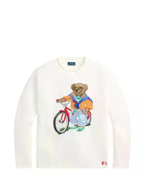 Polo Ralph Lauren Bear Graphic Knitted Sweater - White