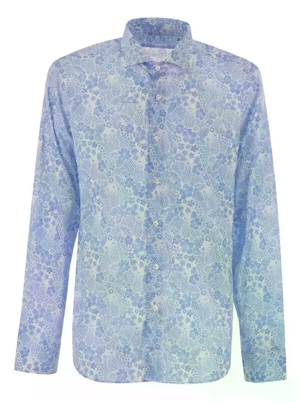 Fedeli Floral-print Shirt - Blue
